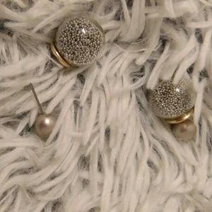 Jewelry | Double Faced Beaded Ball Back Earrings Silver | Poshmark
